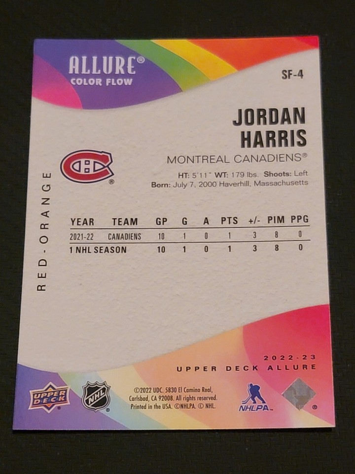 2022-23 Upper Deck Allure - Color Flow Red Orange #SF-4 Jordan Harris ...