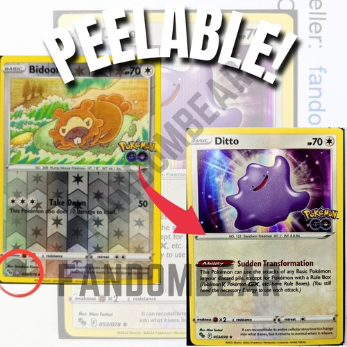 Ditto Bidoof REVERSE HOLO PEEL card 059/078 Sword & Shield Pokemon Go ...