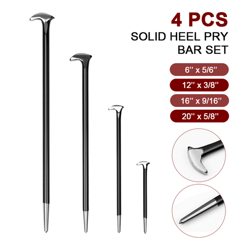 4Pc Solid Pry Bar Set Steel Prying Kit Rolled Heel Prying Pinch Lever ...
