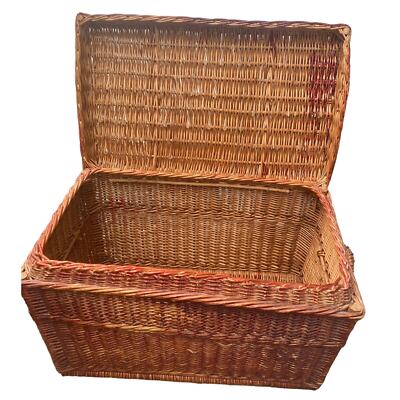 VTG Mid Century Extra Large Wicker Basket Trunk Chest Ratton hamper ...