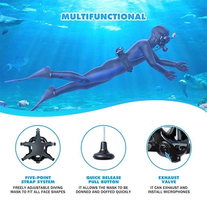 Full Face Scuba Dive Mask Fits Tusa 2nd Stage Regulators RS, SS ...