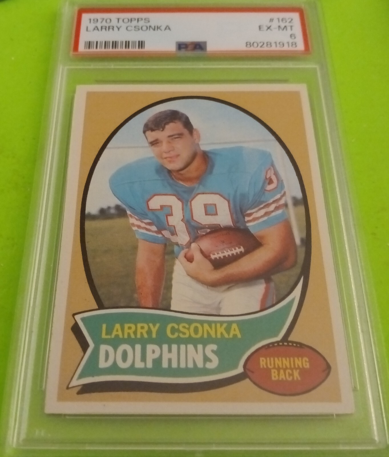 1970 Larry Csonka Topps NFL Football Card #162 Miami Dolphins HOF PSA 6 ...