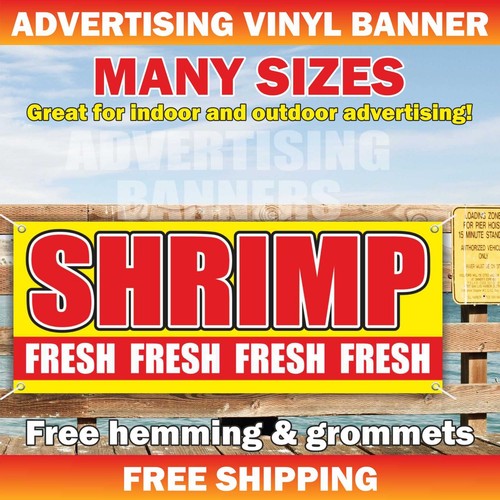 FRESH SHRIMP Advertising Banner Vinyl Sign seafood bar fish crab ...
