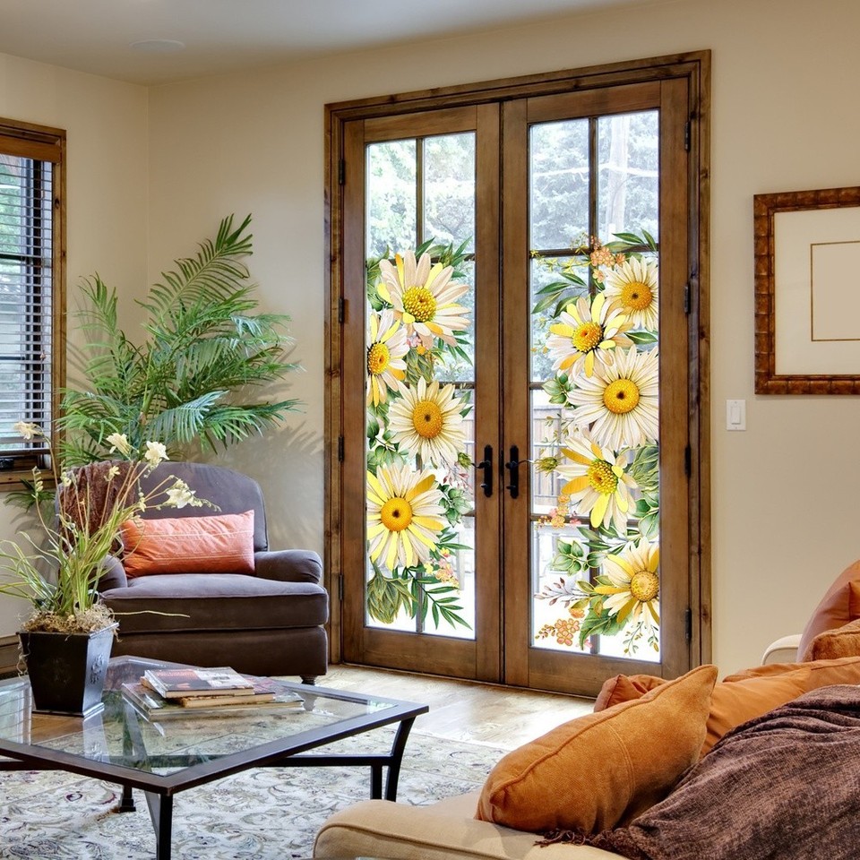 Gold Foil For LEAF Daisy Window Sticker Static Cling for Kitchen and ...