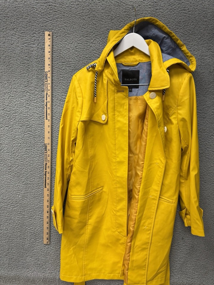 Talbots Yellow Waterproof Raincoat Women's Size L POG | eBay