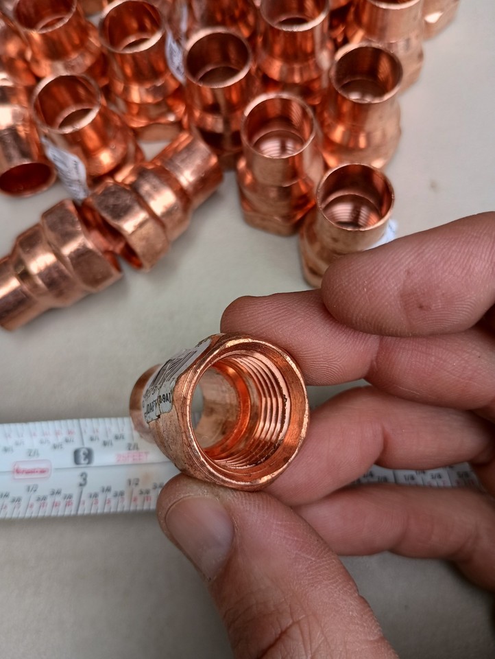 2 pk, 1/2"in x 1/2"in CxF Copper Female Adapter Reducer Fitting Sweat ...