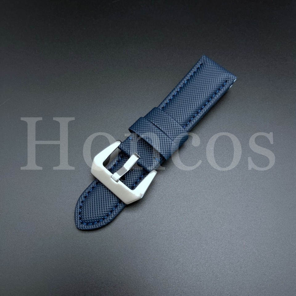 24mm Blue Nylon Canvas leather watch strap Band Fits For Panerai PAM ...