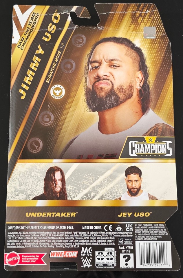 WWE Main Event Series Champions Jimmy USO WWE Championship 6” Action ...