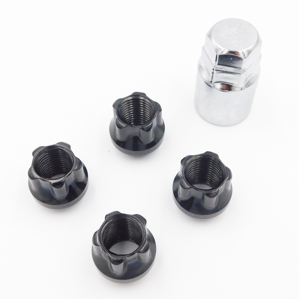 Locking Wheel Nuts M12x1.5 Open Black For Volvo 740 760 780 940 C30 S40 ...
