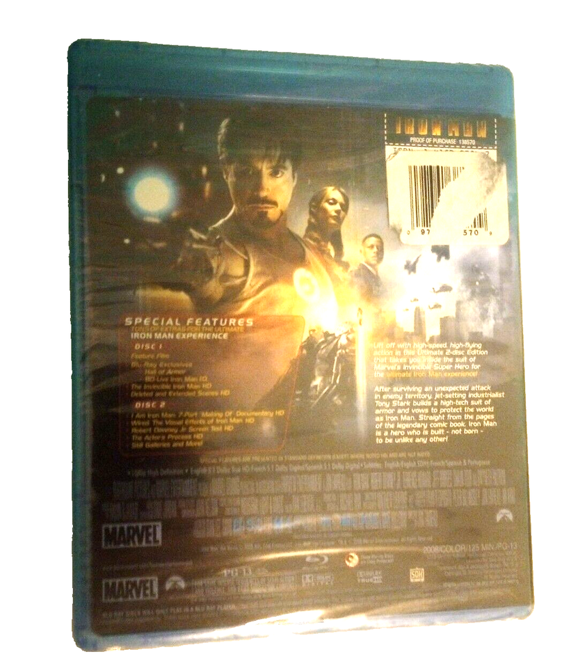 Iron Man DVD Blu-Ray 2008 (Ultimate 2-Disc Edition) Robert Downey Jr ...