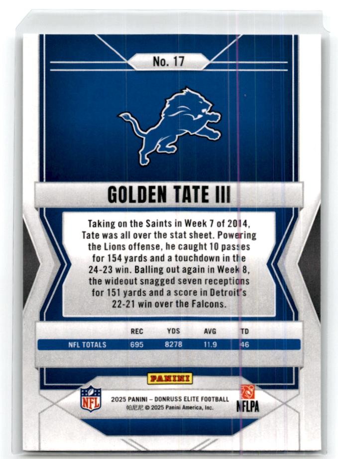 2025 Donruss Elite #17 Golden Tate III | eBay