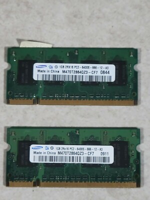 LOT OF 2 GENUINE SAMSUNG LAPTOP MEMORY RAM STICKS 1GB 2RX16 PC2 ...