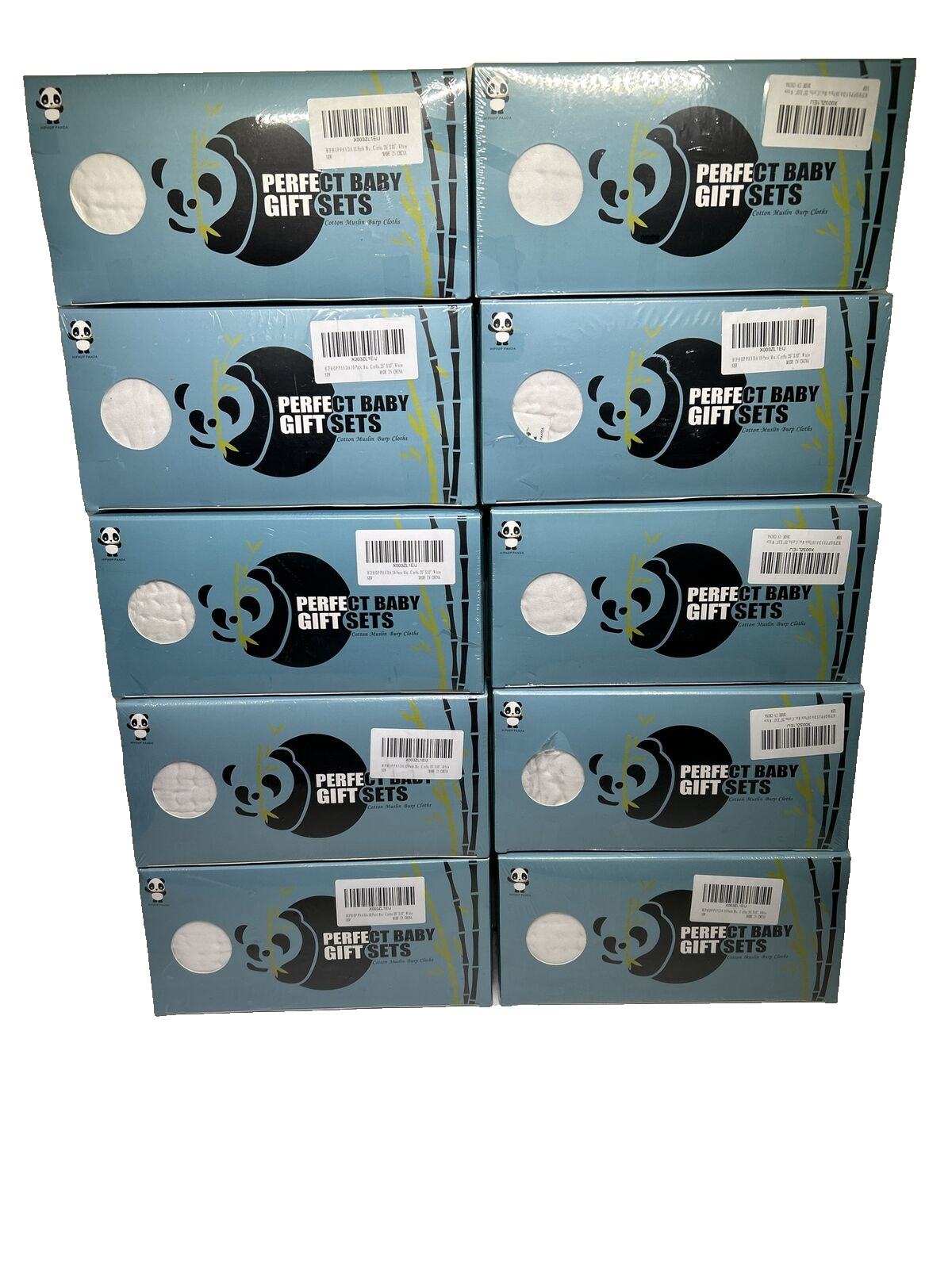 LOT OF 10 Hip Hop Panda Muslin Baby Burp Cloths 100% Cotton Large 20 ...