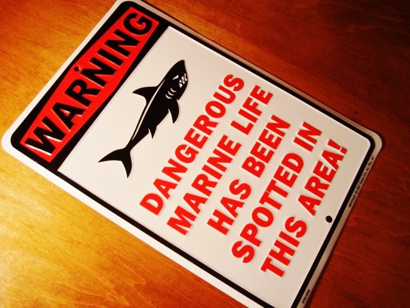 Shark Beach Decor Sign Warning Dangerous Marine Life Spotted Tropical ...