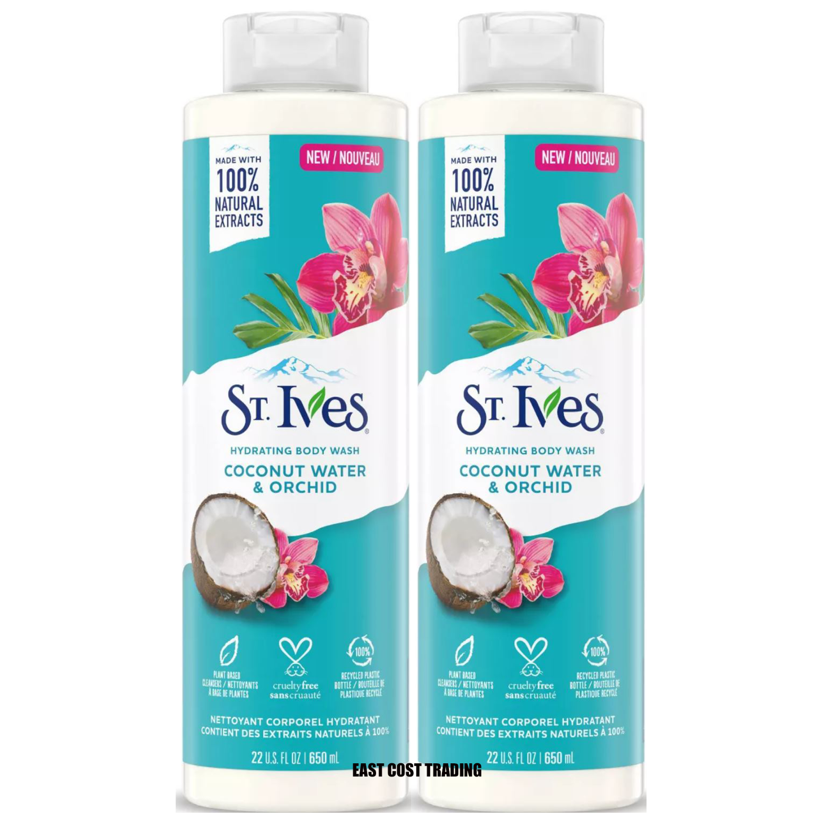 (2) St. Ives Coconut Water & Orchid Plant-Based Natural Body Wash Soap ...
