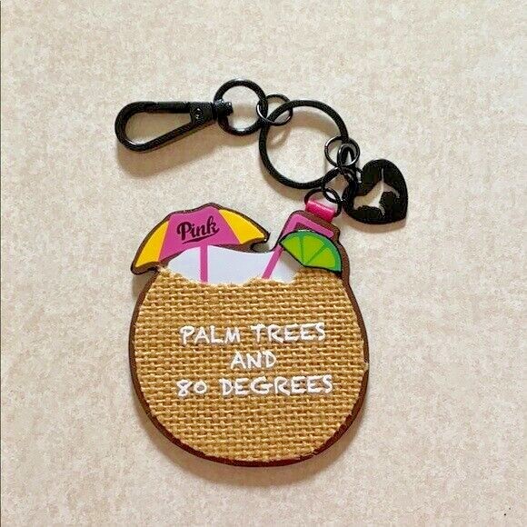 New Victoria's Secret Pink Key Ring Coconut Palm Trees 80 Degrees Bag ...