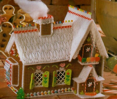 GINGERBREAD HOUSE STORAGE BOX CHRISTMAS PLASTIC CANVAS PATTERN ...