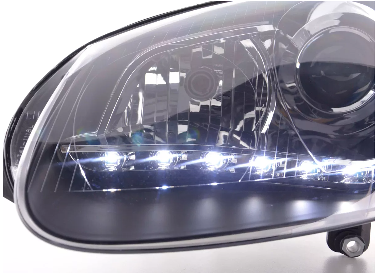 FK LED Halo Projector Eye DRL Headlights VW Golf 5 MK5 1K Black 03-08 ...