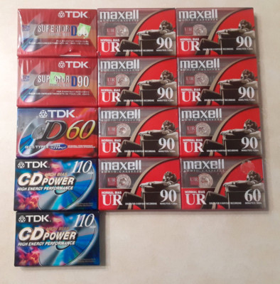Blank Audio Cassette Tapes Lot 13 SEALED NEW Maxell UR 90 TDK CD Power ...