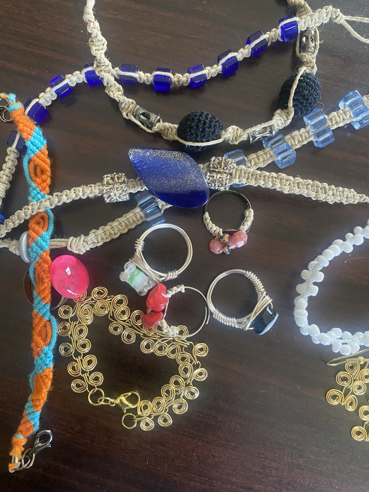 Mini Mystery Jewelry Jar Handmade Macrame and Wire 10+ Pieces OOAK ...