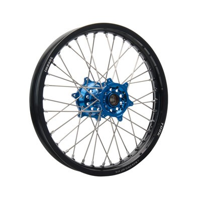 Tusk Impact Complete Wheel - Rear 18 x 2.15 Black Rim/Silver Spoke/Blue ...