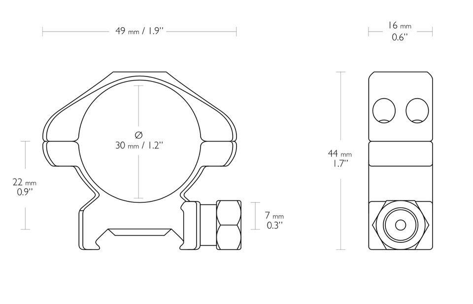 HAWKE 23006 30mm Präzision Stahl Ringmontagen Mittel für Weaver Schiene ...