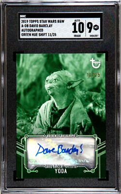 2019 Topps Star Wars Yoda David Barclay GREEN HUE SHIFT /25 SGC 9 w/10 ...
