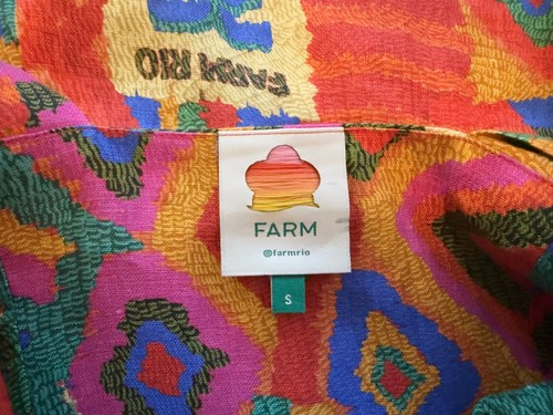 FARM RIO Summer Patches Dress Rainbow Multi Print In Linen - Size Small ...