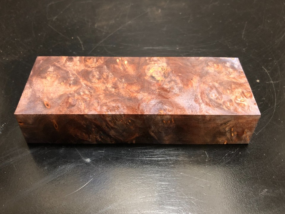 BL287 STABILIZED Double Dyed Maple Burl Knife Block Handle Pistol Grip ...