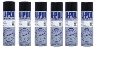 6x 500ml U-Pol Power Can Professional GLOSS BLACK Aerosol SPRAY PAINT ...