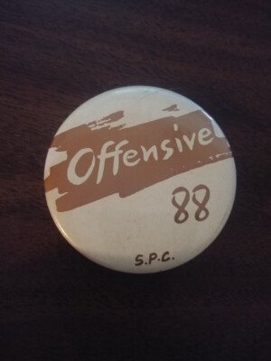 Vintage Pinback Button Pin Offensive 1988 S.P.C. Rare | eBay