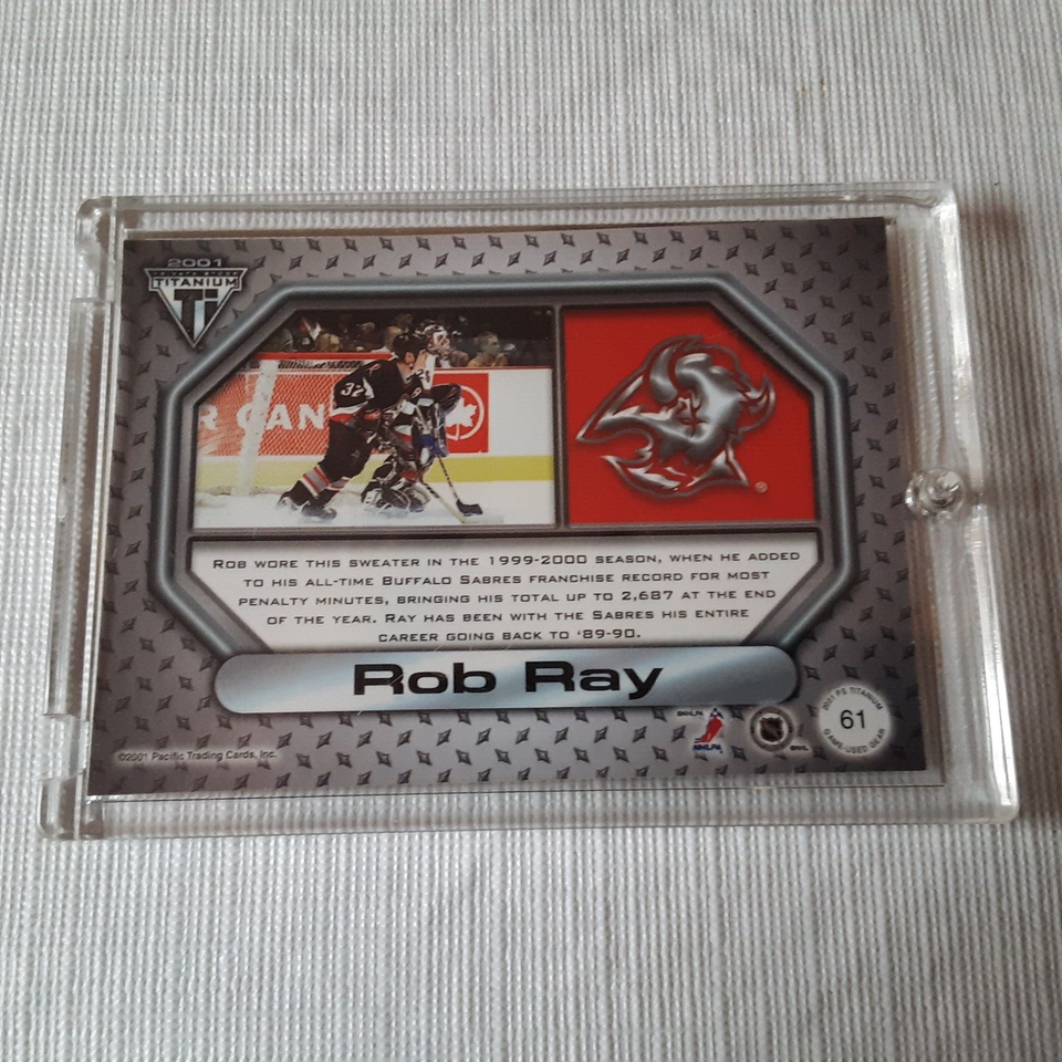 ROB RAY NHL BUFFALO SABRES UNIFORM PATCH TITANIUM 2001 HOCKE CARD | eBay