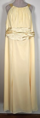 David's Bridal F12732 Chiffon Yellow Dress Gown Size 20 Long | eBay