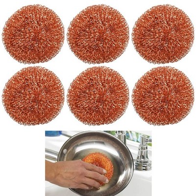 6 Pc 100% Copper Scrubber Pads Scourer Wire Wool Scrub Pan Scouring ...
