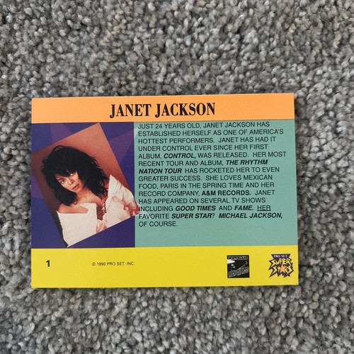 1990 Pro Set Music Super Stars Janet Jackson Promo Card #1 | eBay