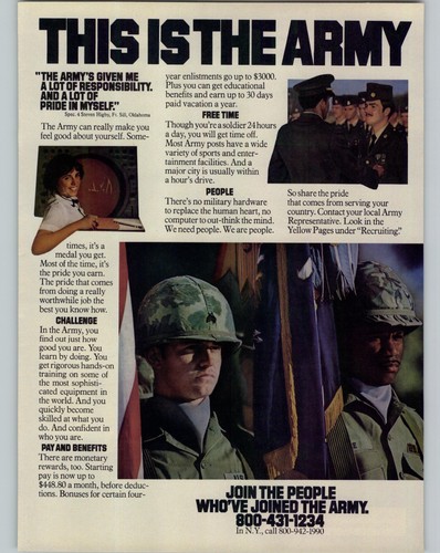 1980 Vintage Print Ad Army Recruiting Spec. 4 Steven Higbee Ft Sill ...