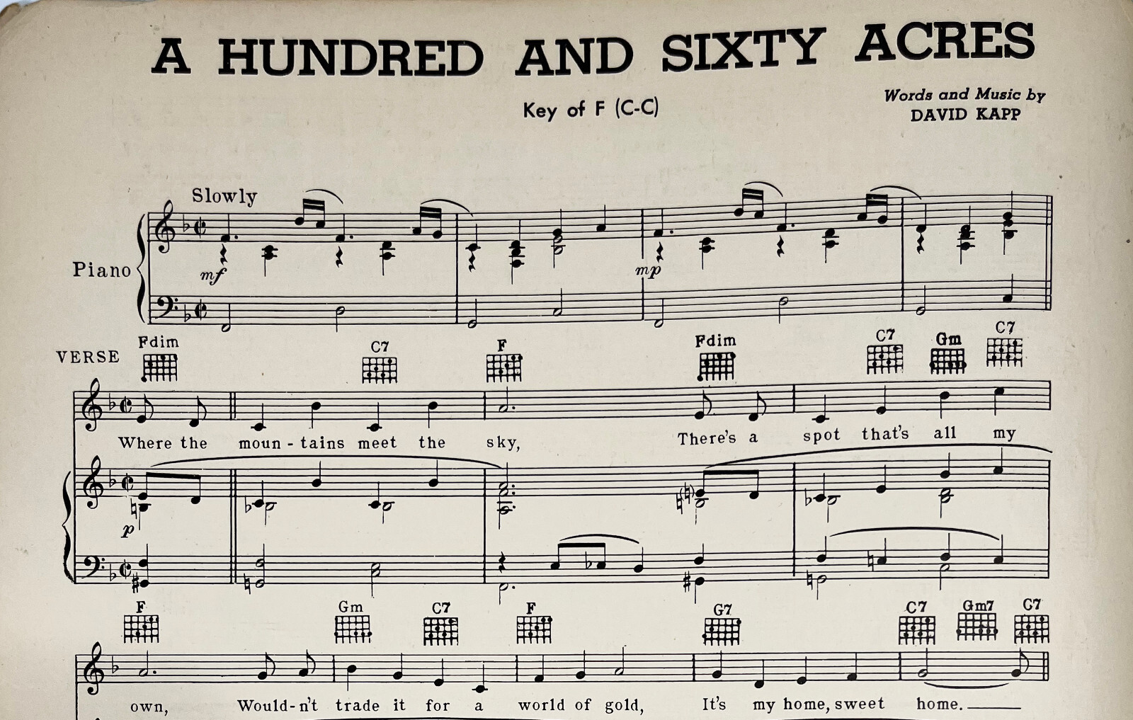 A Hundred and Sixty Acres David Kapp 1948 VTG Sheet Music Bing Crosby ...