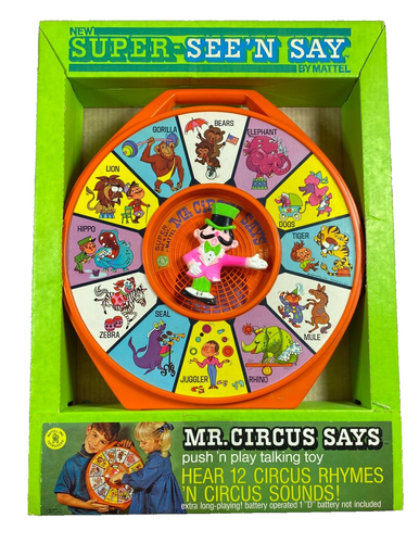 Super See 'n Say Matter Mr. Circus Says with box 1968 Non working Rare ...