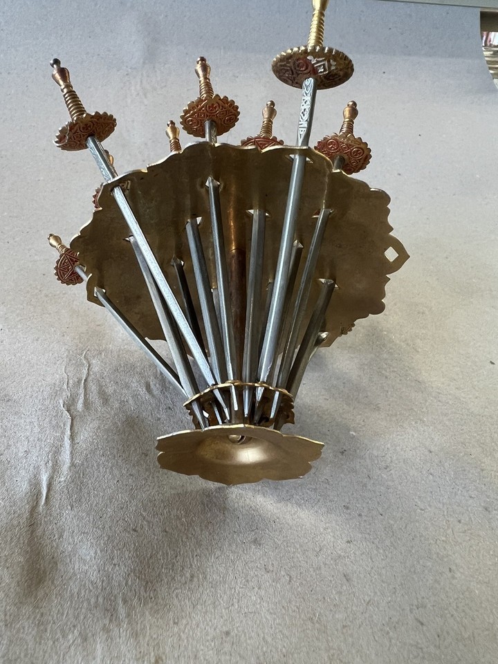 TOLEDO BRASS SWORD COCKTAIL PICKS AND HOLDER | eBay