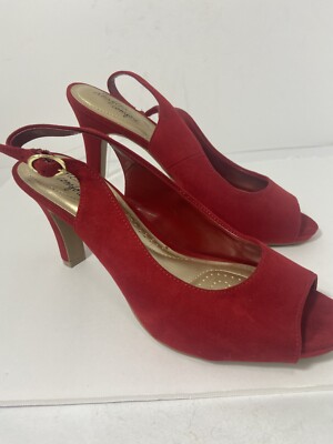 Dexflex Comfort Peep toe High Heel Red Suede Womens Size 7.5 Worn 1 | eBay