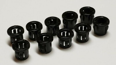SET OF 10 NYLON BLACK SNAP-IN LAMP CORD BUSHINGS 3/8" DIAMETER NEW ...