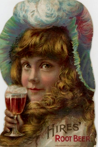 1892 Die-Cut Hires' Root Beer Fountain Drink Cute Girl #2 F159 | eBay