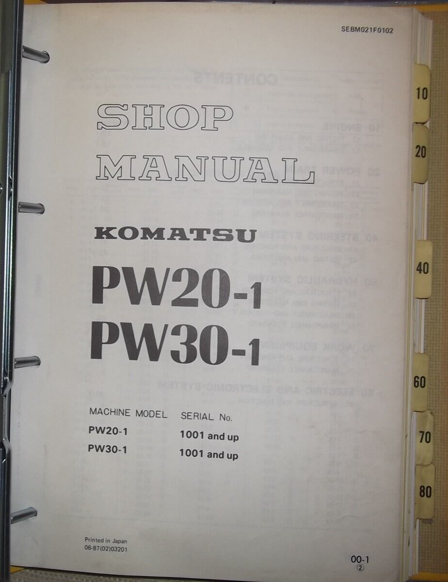 KOMATSU PW20-1 PW30-1 EXCAVATOR SERVICE SHOP REPAIR BOOK MANUAL OEM ...