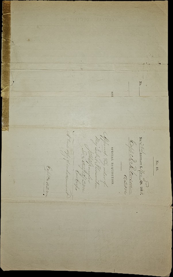 1863 Civil War Special Requisition 2nd Cavalry Warrenton Signed Capt R ...
