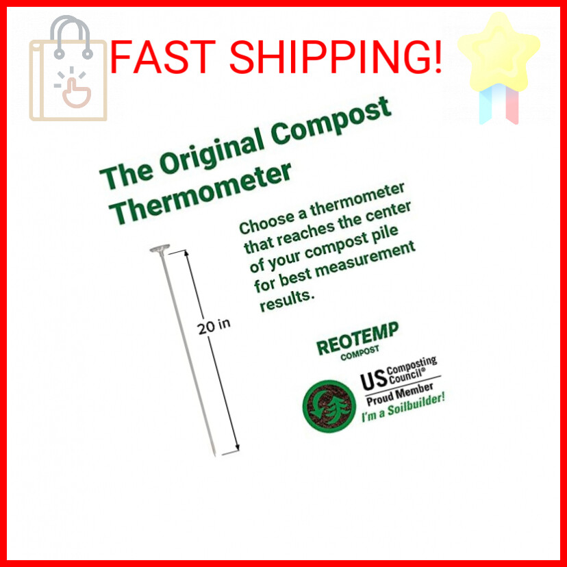 Reotemp 20 Inch Fahrenheit Backyard Compost Thermometer with Digital ...