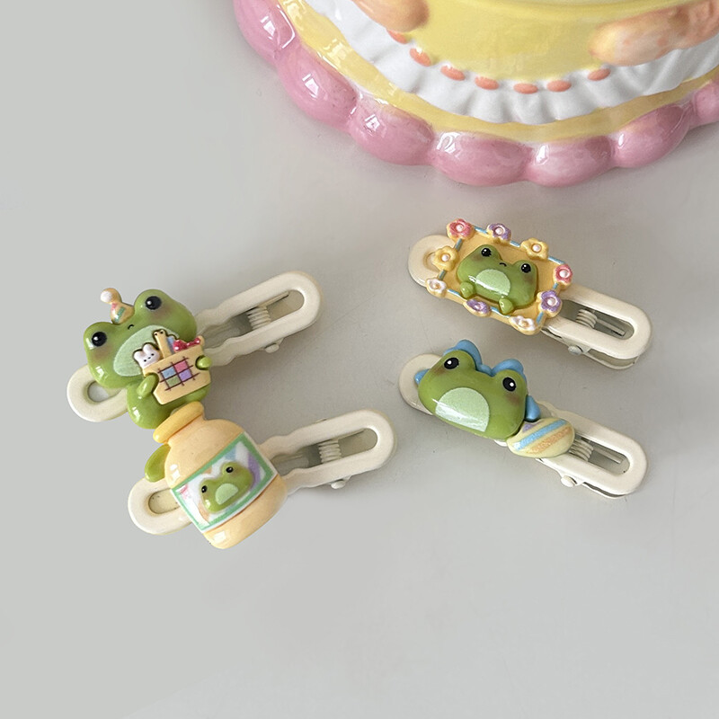 Cartoon Frog Hair Clip House Vase Photo Frame Frog Hair Clip Lovely ...