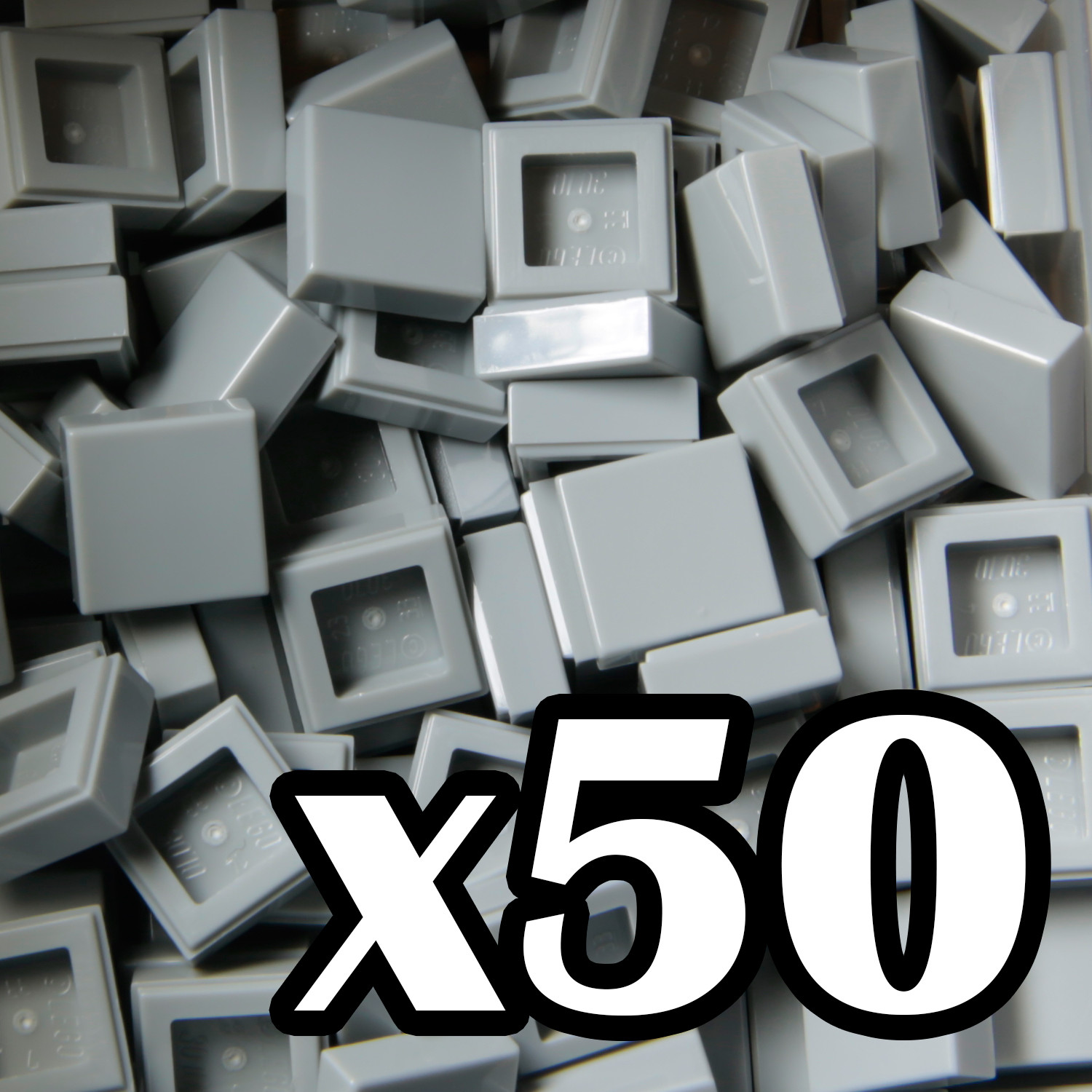NEW LEGO - TILES - 1 x 1 - Light Bluish Gray tile x 50 - smooth flat ...