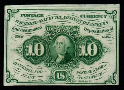 1862-63 10c FIRST ISSUE UNCIRCULATED Fractional POSTAGE Currency! | eBay