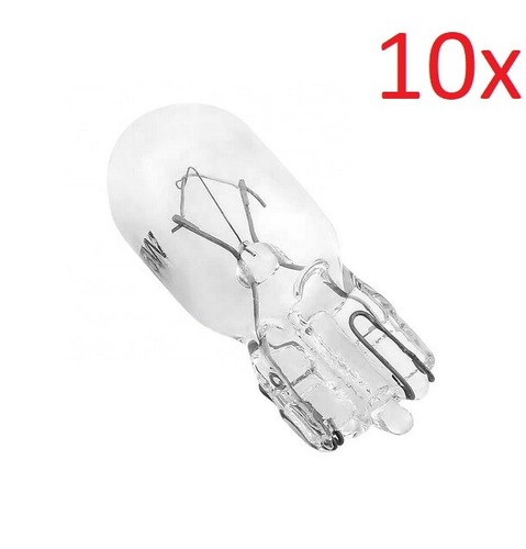 10 x 501 SIDE LIGHT PUSH IN CAR CAPLESS NUMBER PLATE BULBS W5W 12V 5W ...