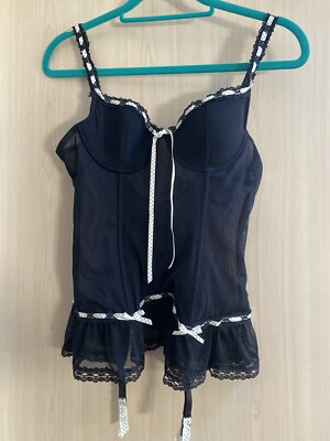 La Senza Babydoll Basque Suspenders Black/Ivory Size 12 BNWT | eBay UK